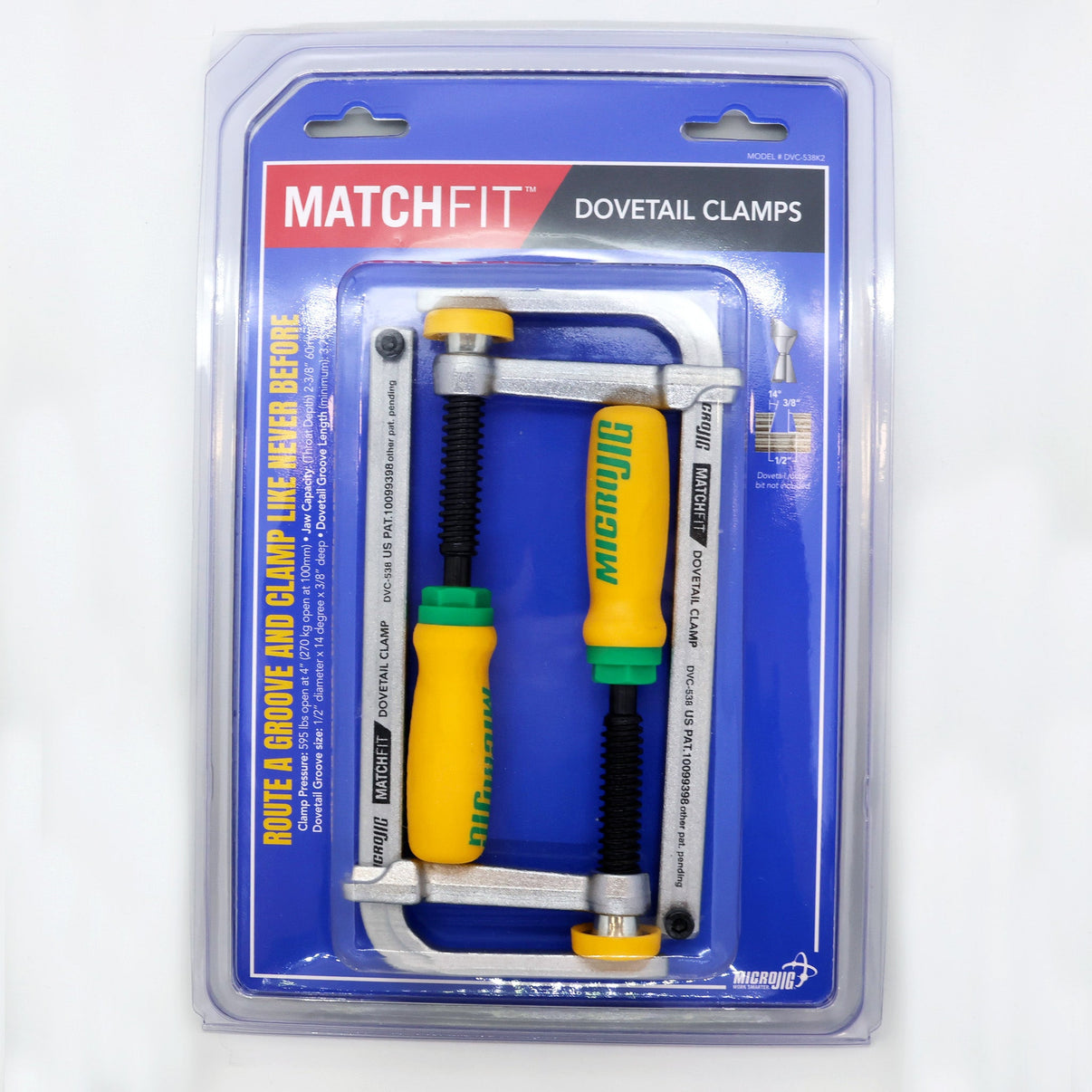 MicroJig MATCHFIT Dovetail Track Clamp (2-pack) – JessEm Tool Company