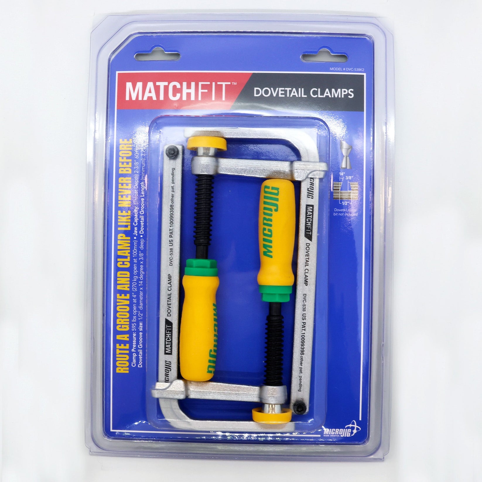 MicroJig MATCHFIT Dovetail Track Clamp (2-pack) – JessEm Tool Company